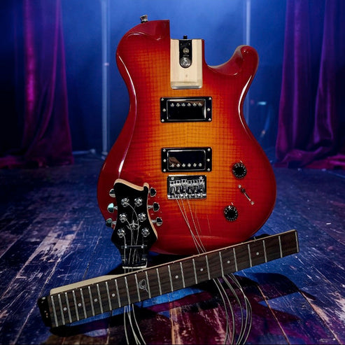 Overhead Electric Cherry Sunburst Travel Guitar - OE990CB – Journey ...